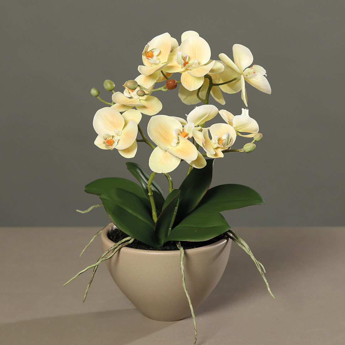 Orhidee artificiala somon in ghiveci ceramic - 35 cm | Leaf Shop